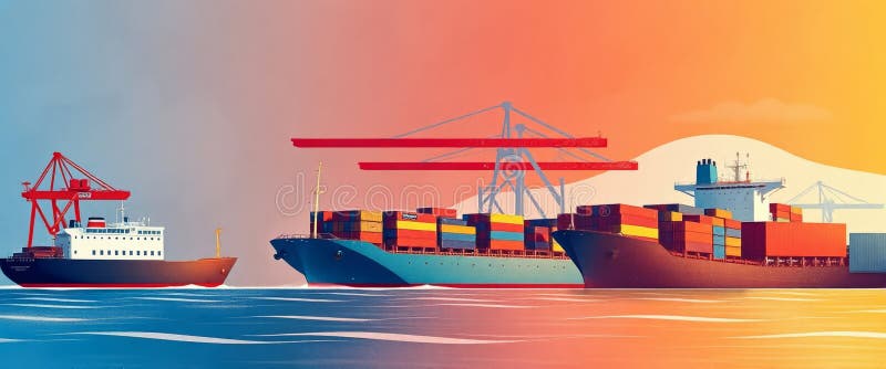 Cargo Ship Carrying Containers Approaching a Harbor Crane for Import ...
