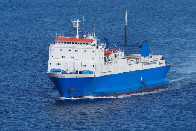 Blue Cargo Ship stock photo. Image of bulk, marine, ship - 372636384