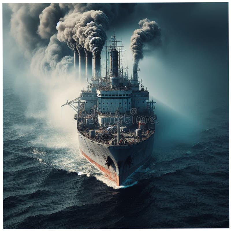 The Cargo Ship Caught Fire in the Middle of the Sea, an Illustration of ...
