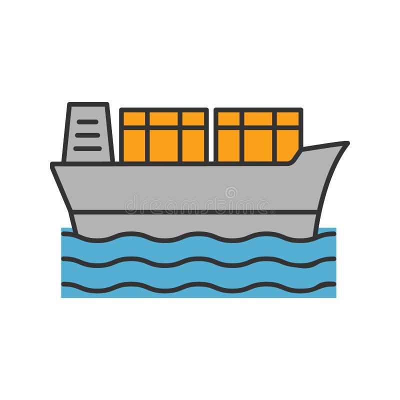 Cargo ship color icon stock vector. Illustration of freight - 197599938