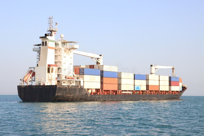 Cargo Ship with Container at Sea Stock Image - Image of ship ...