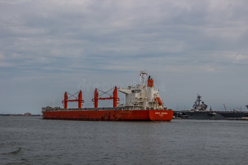 Cargo Ship Coming Down the Channel in Norfolk Virginia Editorial Stock ...