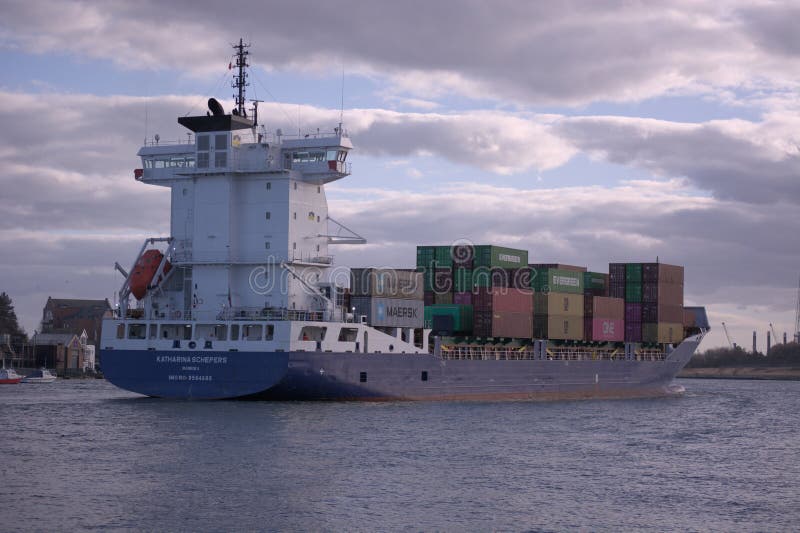 Cargo Ship Coming into Port Editorial Photo - Image of transport, port ...