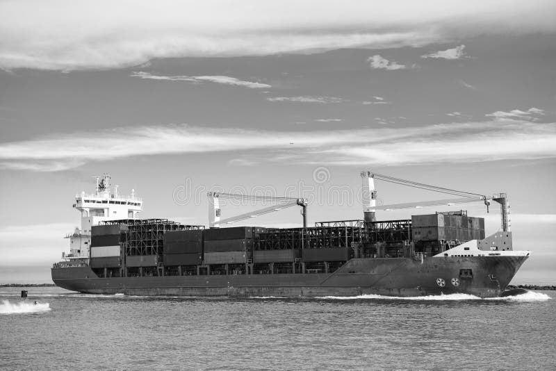 Cargo Ship with Container in Miami. Freight Container Loaded on Cargo ...