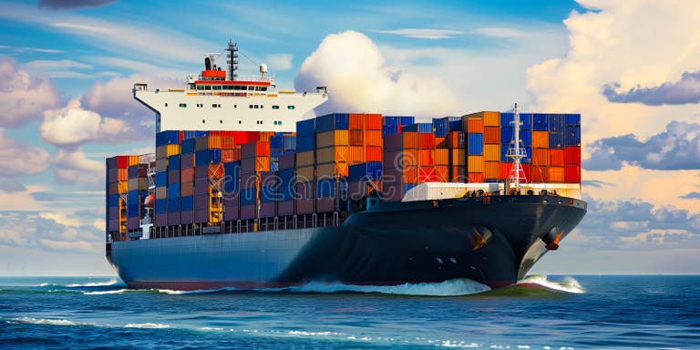 Cargo Ship Container in the Ocean Transportation, Shipping Freight ...