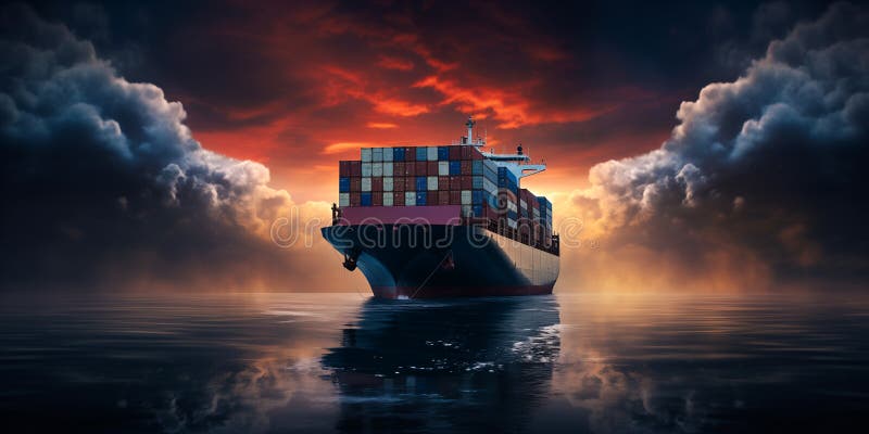 Cargo Ship Container in the Ocean Transportation, Shipping Freight ...