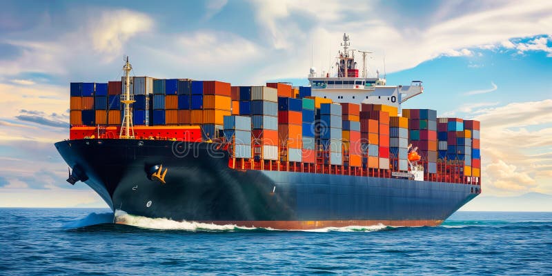 Cargo Ship Container in the Ocean Transportation, Shipping Freight ...