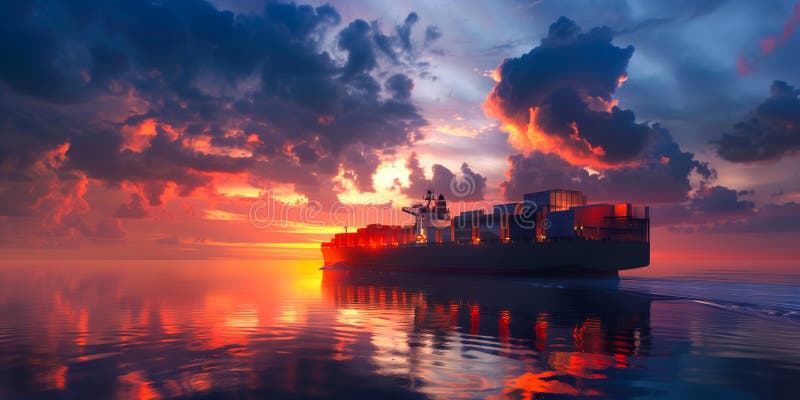 Cargo Ship Container in the Ocean Transportation, Shipping Freight ...