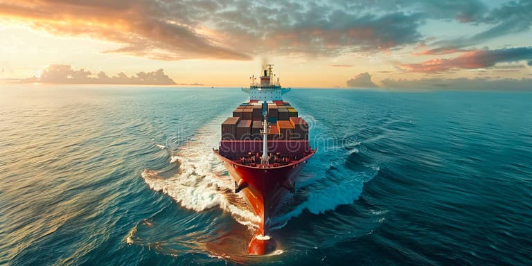 Cargo Ship Container in the Ocean Transportation, Shipping Freight ...