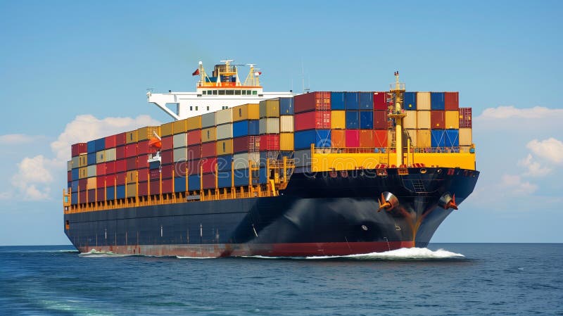 Cargo Ship with Container Shipment Stock Illustration - Illustration of ...