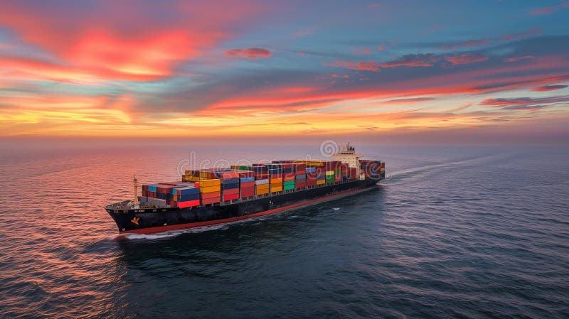 Cargo Ship with Container Shipment Stock Illustration - Illustration of ...