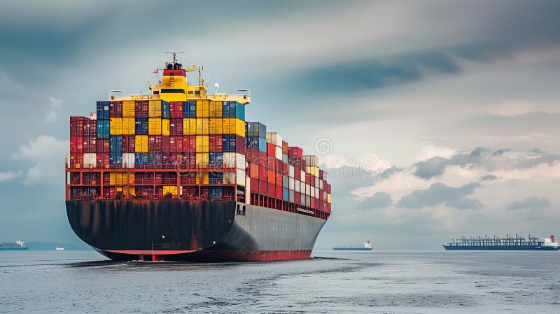 Cargo Ship with Container Shipment Stock Illustration - Illustration of ...