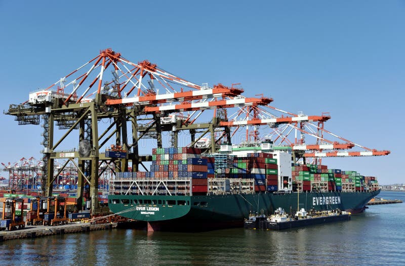 Cargo Ship In The Container Terminal Of Newark, NJ. Editorial Stock ...