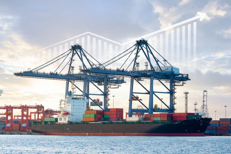 Cargo Ship at Dock with Concept of Increase. Stock Image - Image of ...