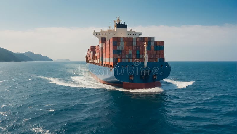 Cargo Ship with Containers in a Beautiful Ocean International ...