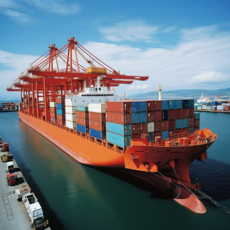 Cargo Ship with Containers on Board Stock Illustration - Illustration ...