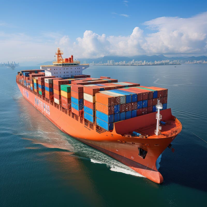 Cargo Ship with Containers on Board Stock Image - Image of shipment ...