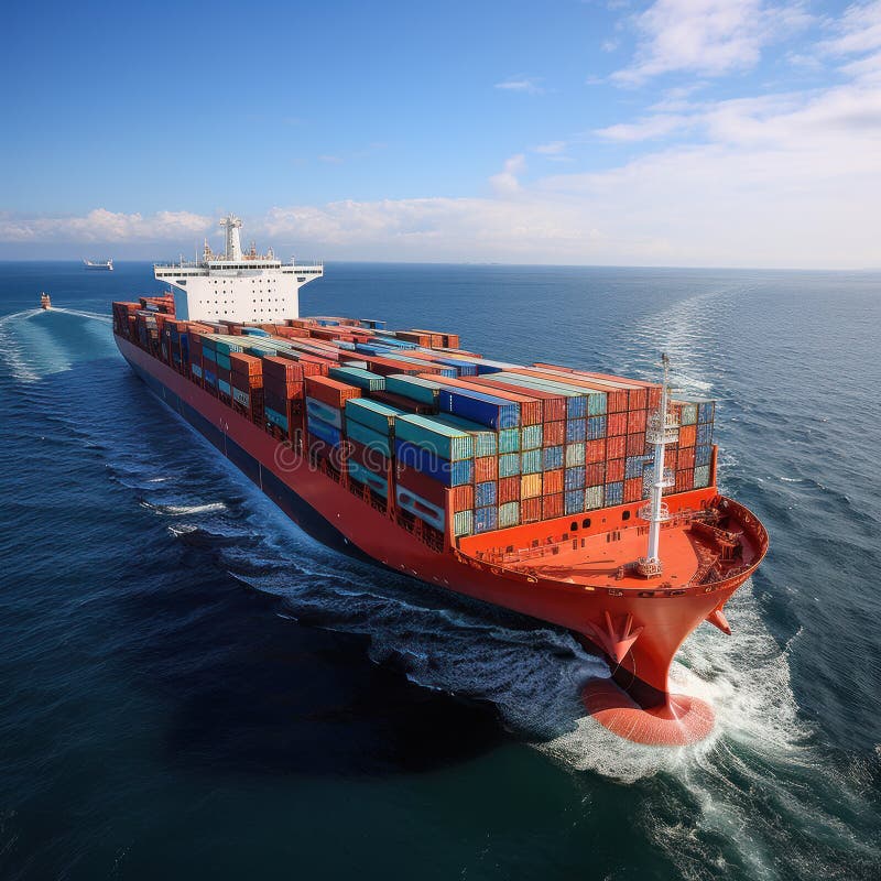 Cargo Ship with Containers on Board Stock Illustration - Illustration ...