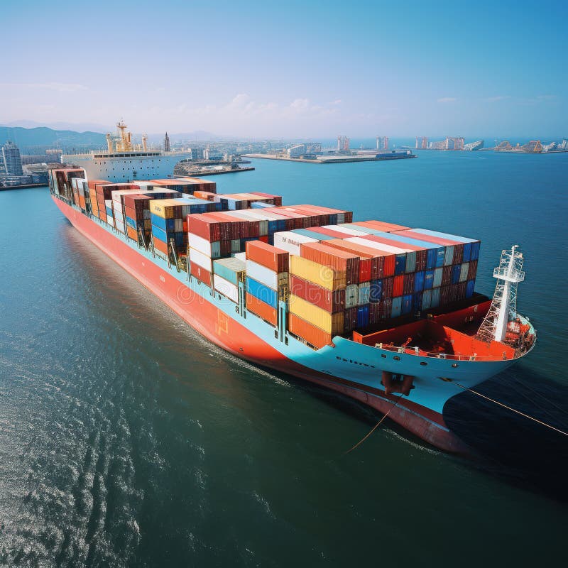 Cargo Ship with Containers on Board Stock Photo - Image of truck ...