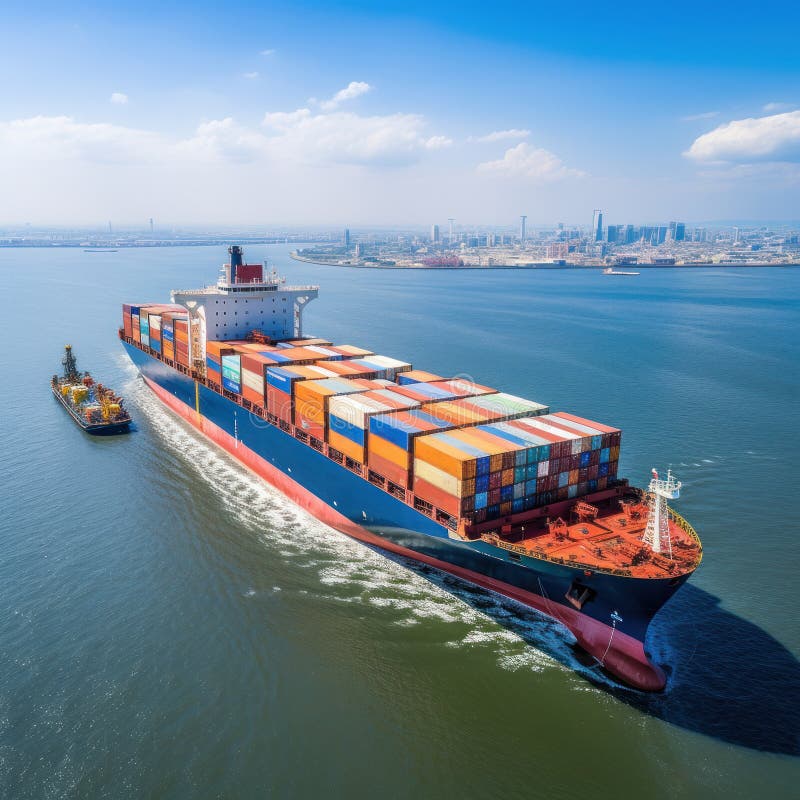 Cargo Ship with Containers on Board Stock Image - Image of ocean ...