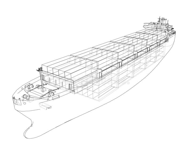 Cargo ship with containers stock illustration. Illustration of maritime ...