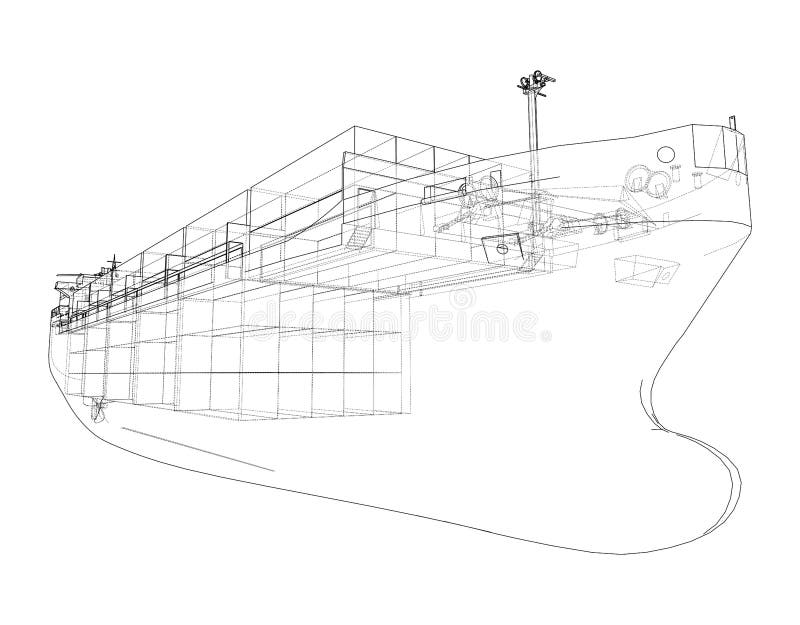 Cargo ship with containers stock illustration. Illustration of ...