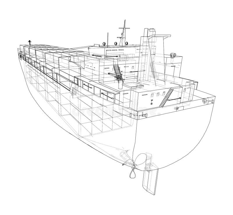 Cargo ship with containers stock illustration. Illustration of ...
