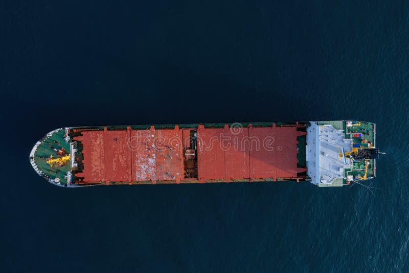 Cargo Ship with Containers, Directly Above Drone View Stock Image ...