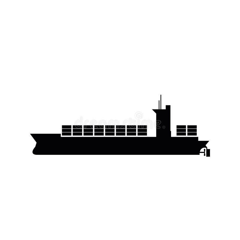 Cargo Ship with Containers Icon Stock Vector - Illustration of freight ...