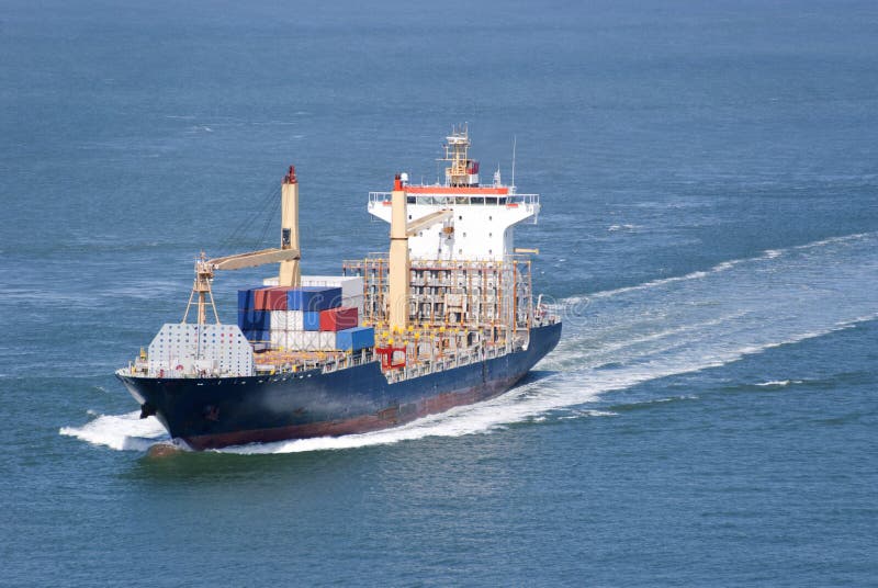 Cargo Ship with Containers Moving Stock Image - Image of freight, crate ...