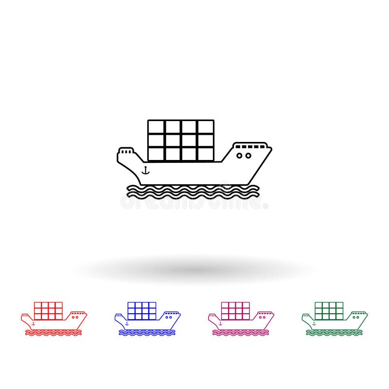 Cargo Ship with Containers Multi Color Icon. Simple Thin Line, Outline ...