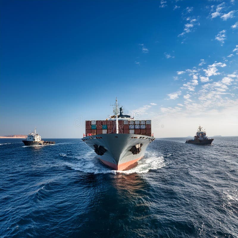 Cargo Ship in Red Sea, AI Generated Stock Illustration - Illustration ...