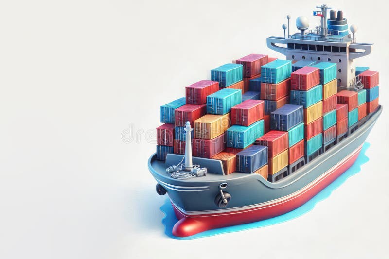 Cargo Ship with Containers. Space for Text. Stock Image - Image of ...