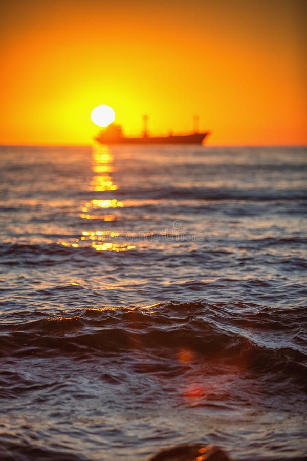 Cargo Ship with Containers in Sunrise Light Stock Photo - Image of ...