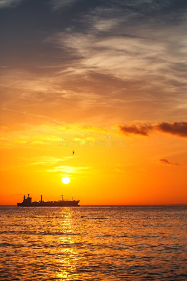 Cargo Ship with Containers in Sunrise Light Stock Image - Image of ...