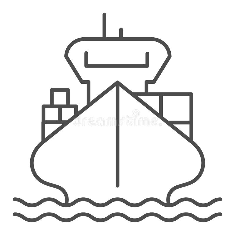Cargo Ship with Containers Thin Line Icon, Delivery and Logistics ...
