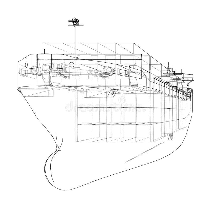 Cargo Ship with Containers. Vector Stock Vector - Illustration of ...