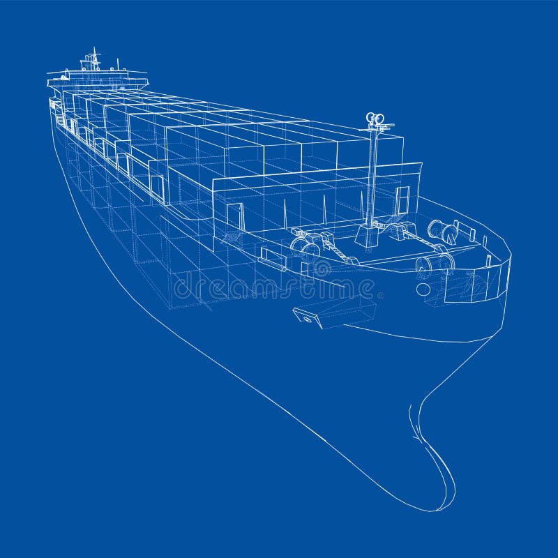 Cargo Ship with Containers. Vector Stock Vector - Illustration of ...