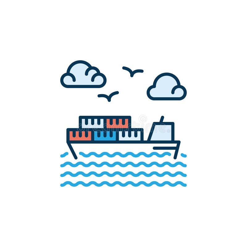 Cargo Ship with Containers Vector Modern Icon Stock Illustration ...