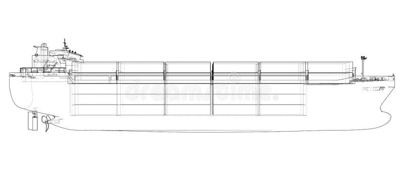 Cargo Ship with Containers. Vector Stock Vector - Illustration of ...