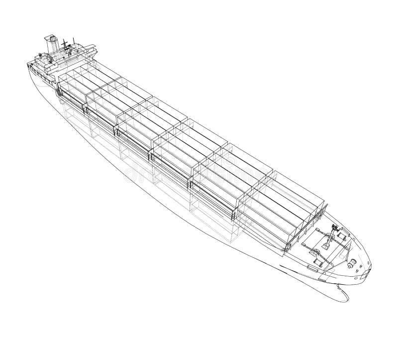 Cargo Ship with Containers. Vector Stock Vector - Illustration of ...