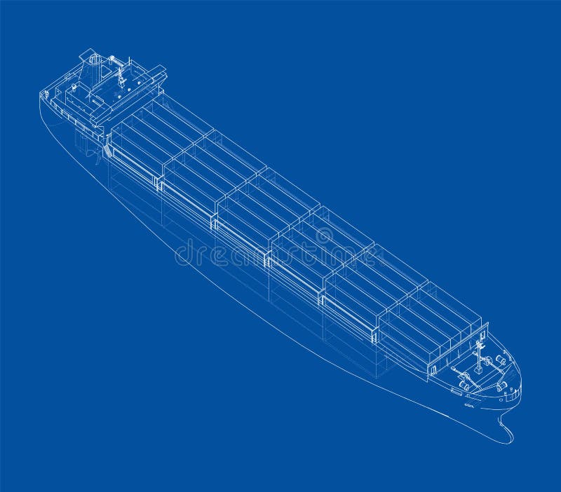 Cargo Ship with Containers. Vector Stock Vector - Illustration of ...