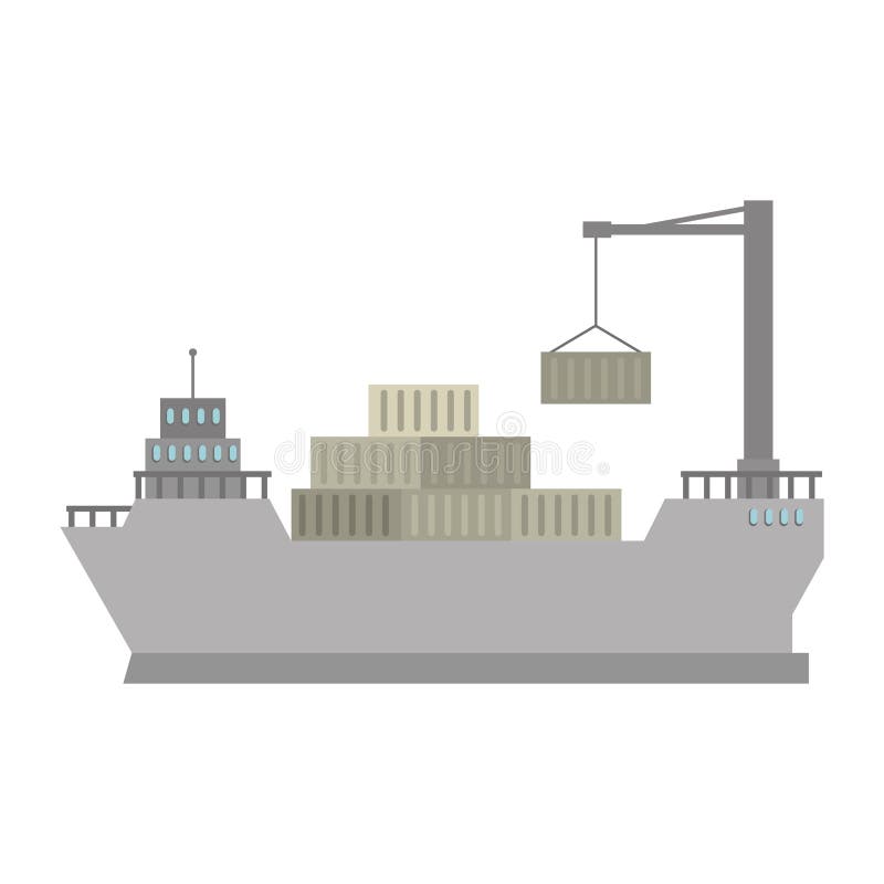 Cargo ship with crane stock vector. Illustration of industry - 141977380