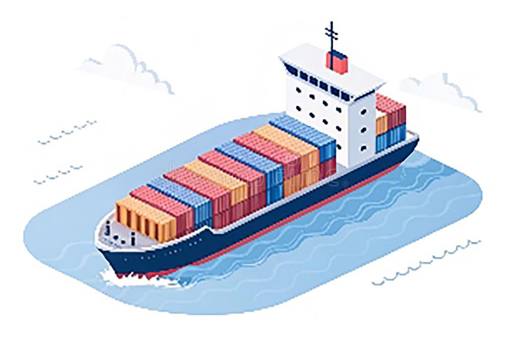 Cargo Ship 3D Icon Illustration on White Background Stock Illustration ...