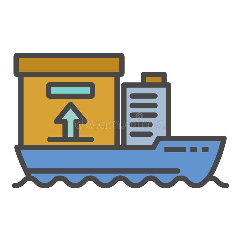 Cargo Ship Delivery Icon Color Outline Vector Stock Vector ...