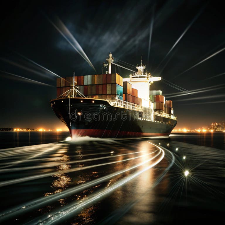 Cargo Ship with Digital Network Overlay Generative Ai Stock ...