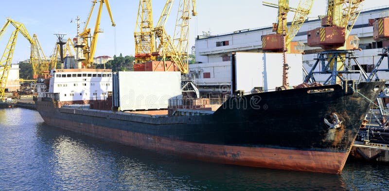 Cargo ship at dock stock image. Image of freight, export - 20212207