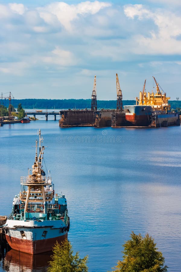 Cargo ship in the dock stock image. Image of cranes - 117083357