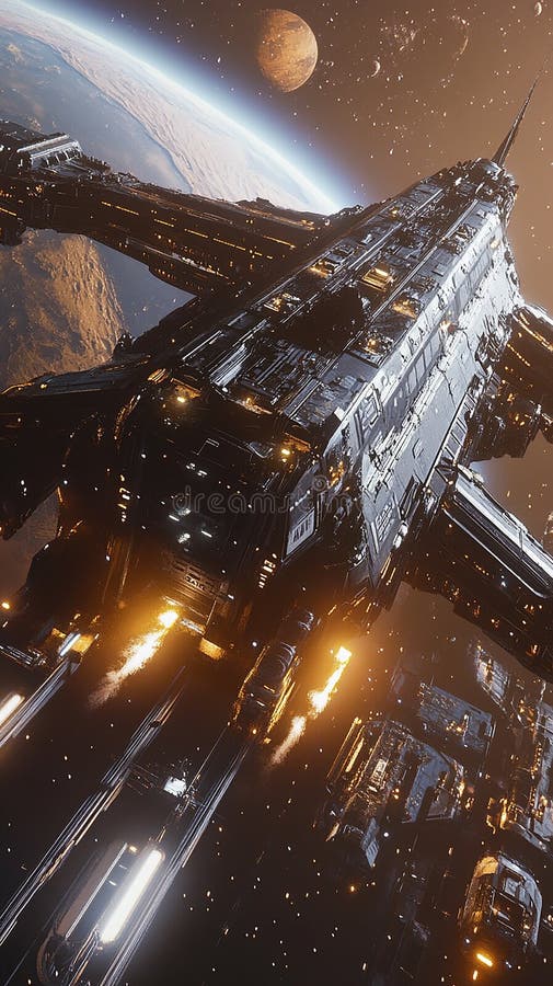 Cargo Ship Docking at Spaceport Stock Illustration - Illustration of ...