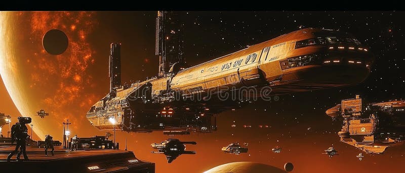 Cargo Ship Docking at Spaceport Stock Illustration - Illustration of ...